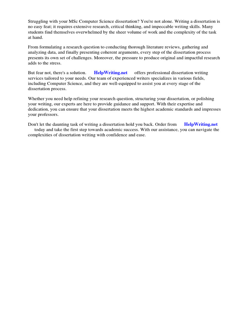 Msc Computer Science Dissertation Examples | PDF | Cloud Computing | Computer Science