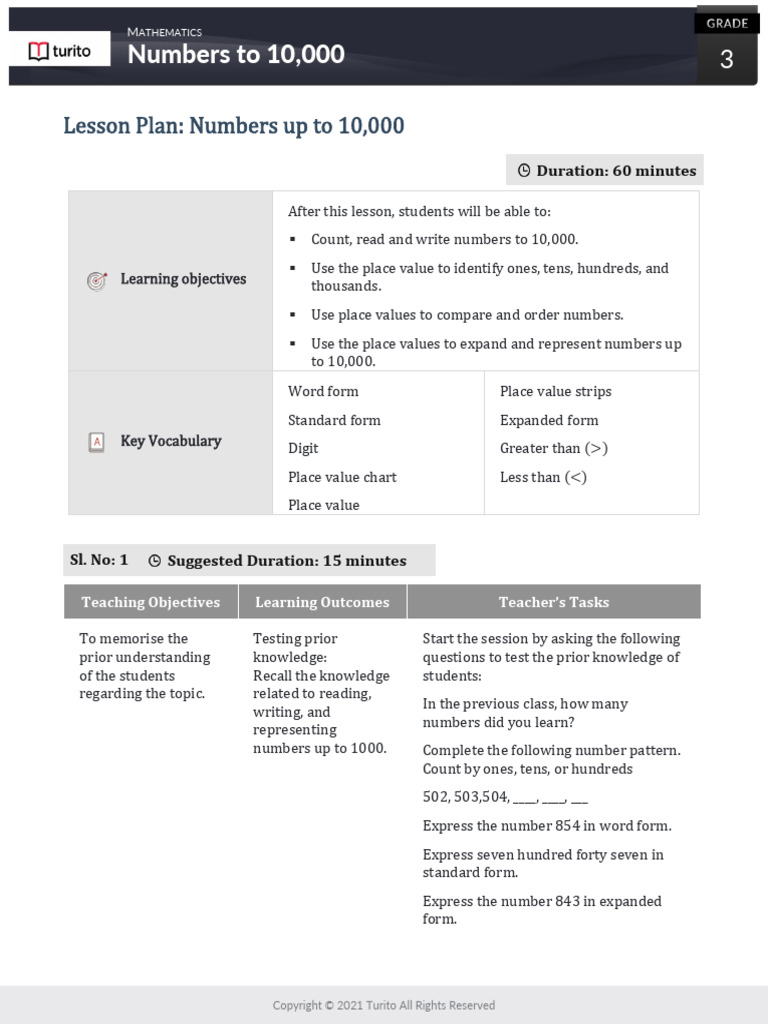 03 - Grade3 - Ch1 - Numbers To 10000 - LP | PDF | Mathematical Notation ...