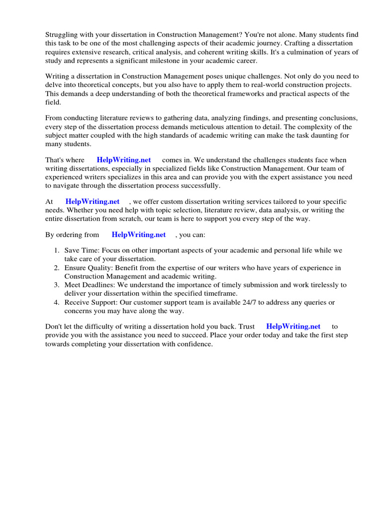Dissertation Examples For Construction Management Pdf Thesis