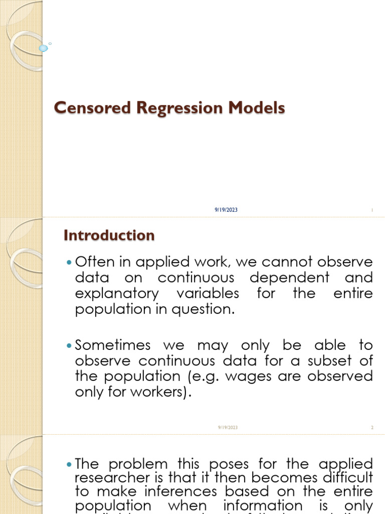 Censored Regression Models 230919 191817 | PDF | Dependent And ...