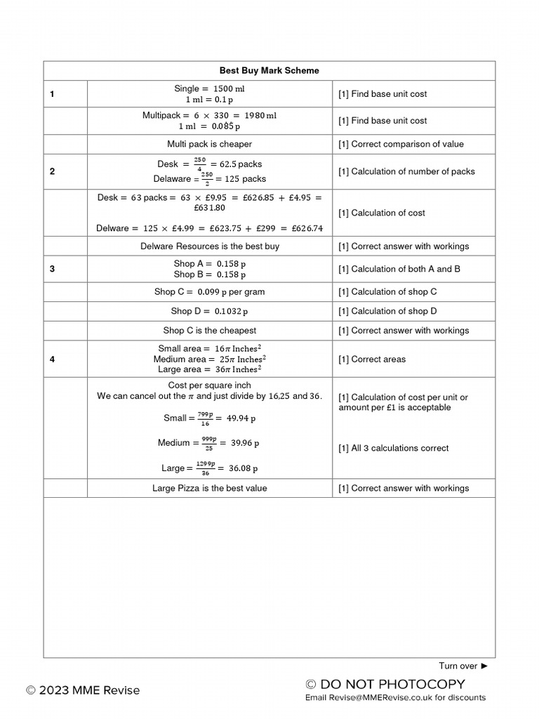Best Buys Answers MME | PDF | Litre