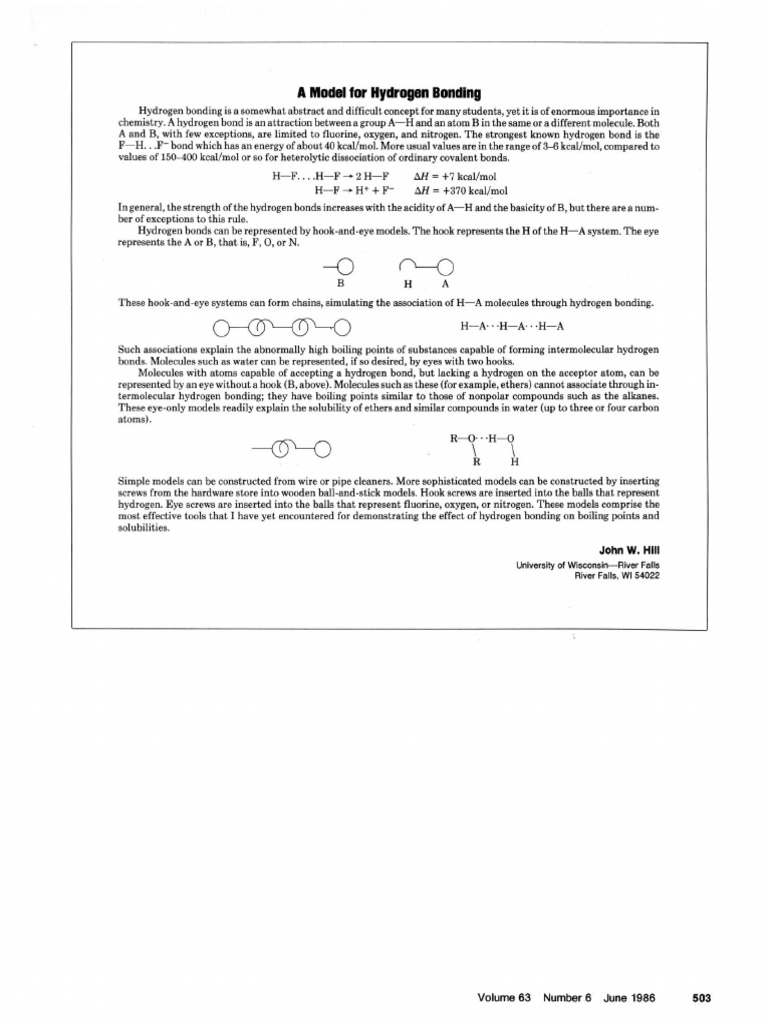 A Modal For Hydrogen Bonding | PDF | Chemical Bond | Hydrogen Bond