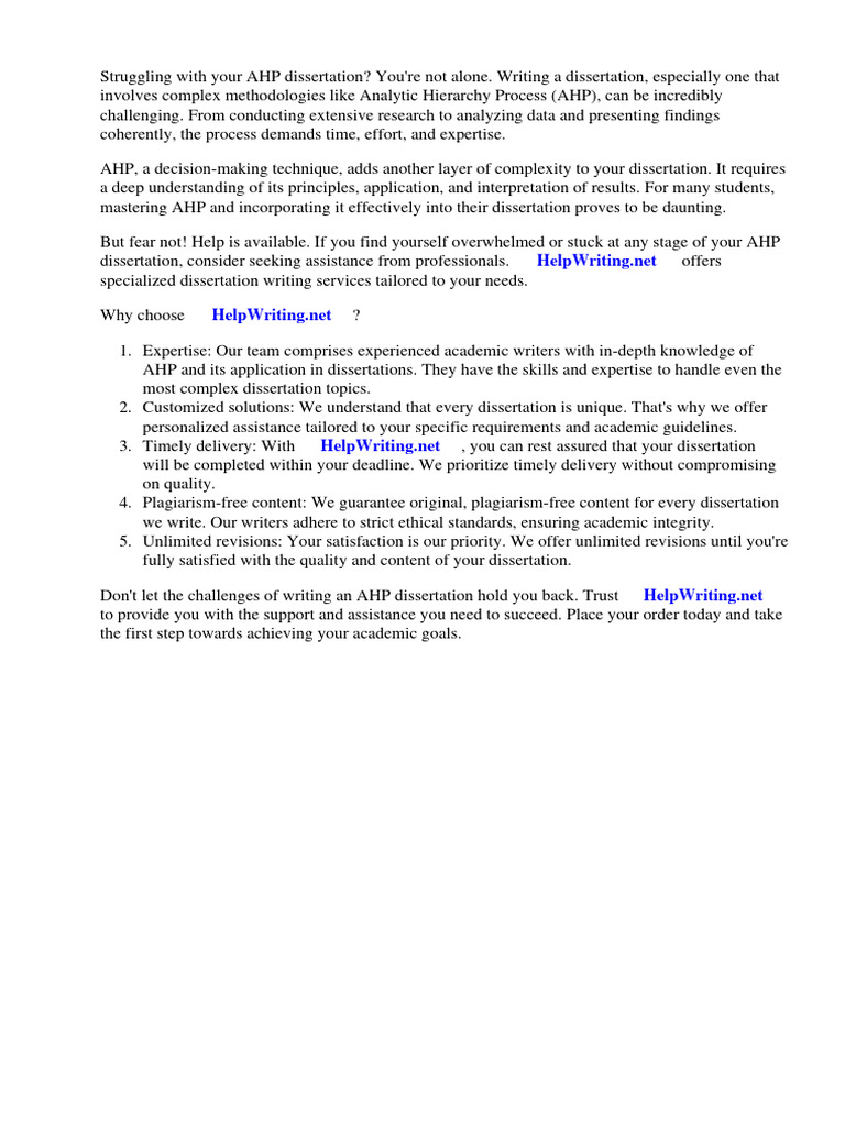 Ahp Dissertation Pdf Decision Making Thesis