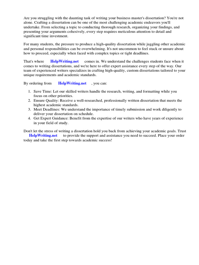 Business Masters Dissertation Examples | Download Free PDF | Thesis ...