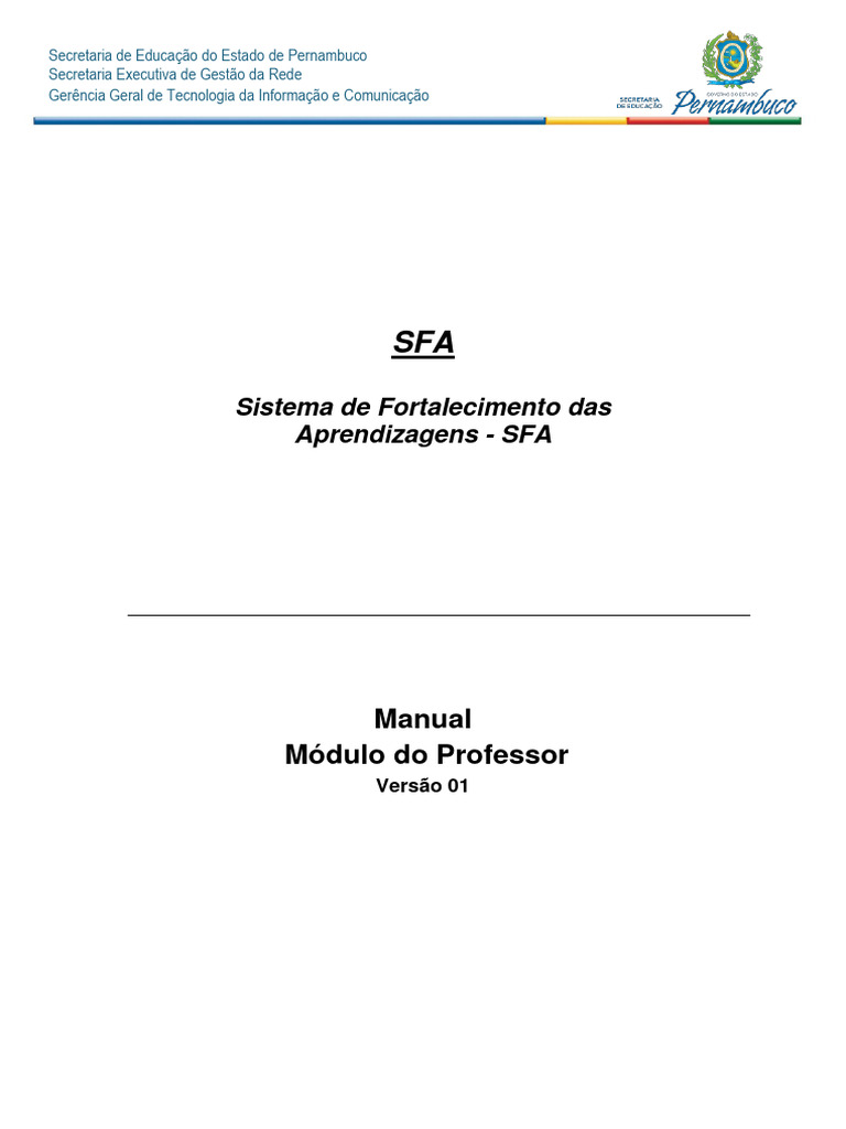 Manual do Sistema SFA para Professores | PDF | Tecnologia da Informação ...
