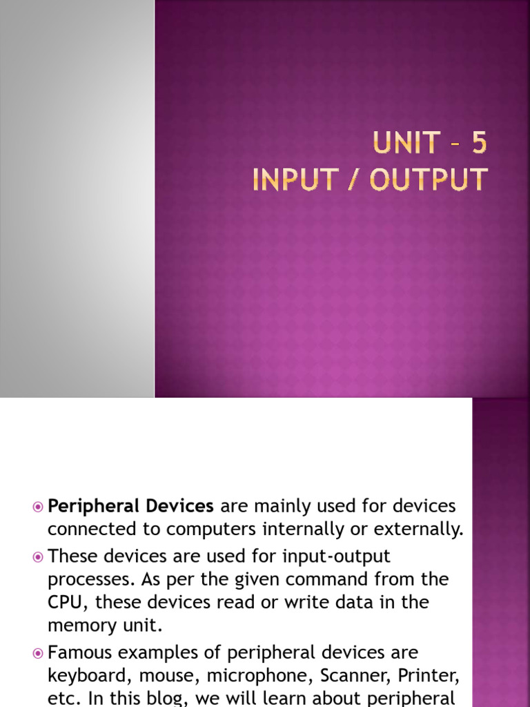 UNIT – 5 | PDF | Input/Output | Operating System