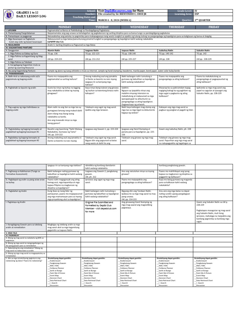 DLL - Esp 4 - Q3 - W6 | PDF