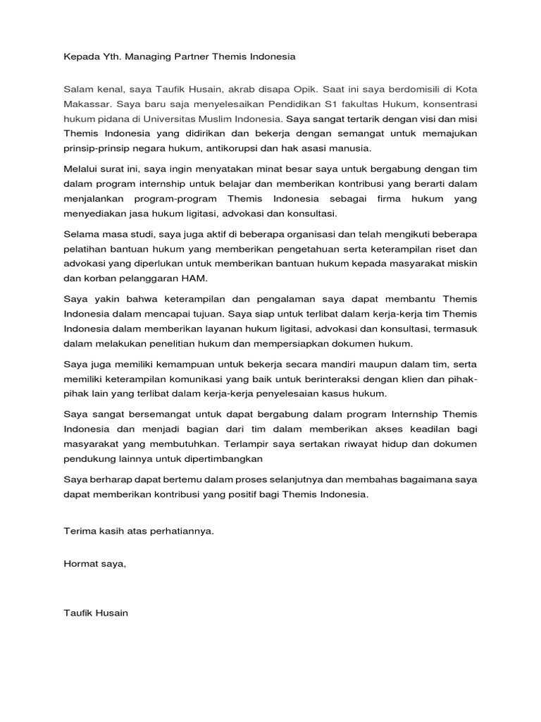 CONTOH MOTIVATION LETTER | PDF