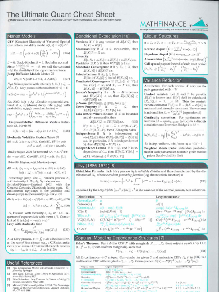 The Ultimate Quant Cheat March 2010 | PDF