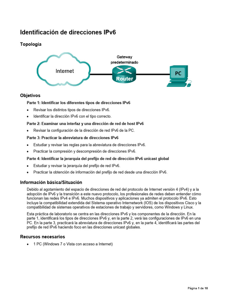 identificacion de direcciones ipv6 | PDF | Yo Pv6 | Dirección IP
