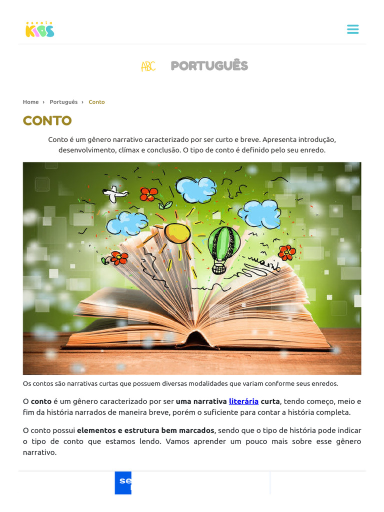 Conto - o Que É, Estrutura, Elementos, Tipos, Exemplos - Escola Kids ...