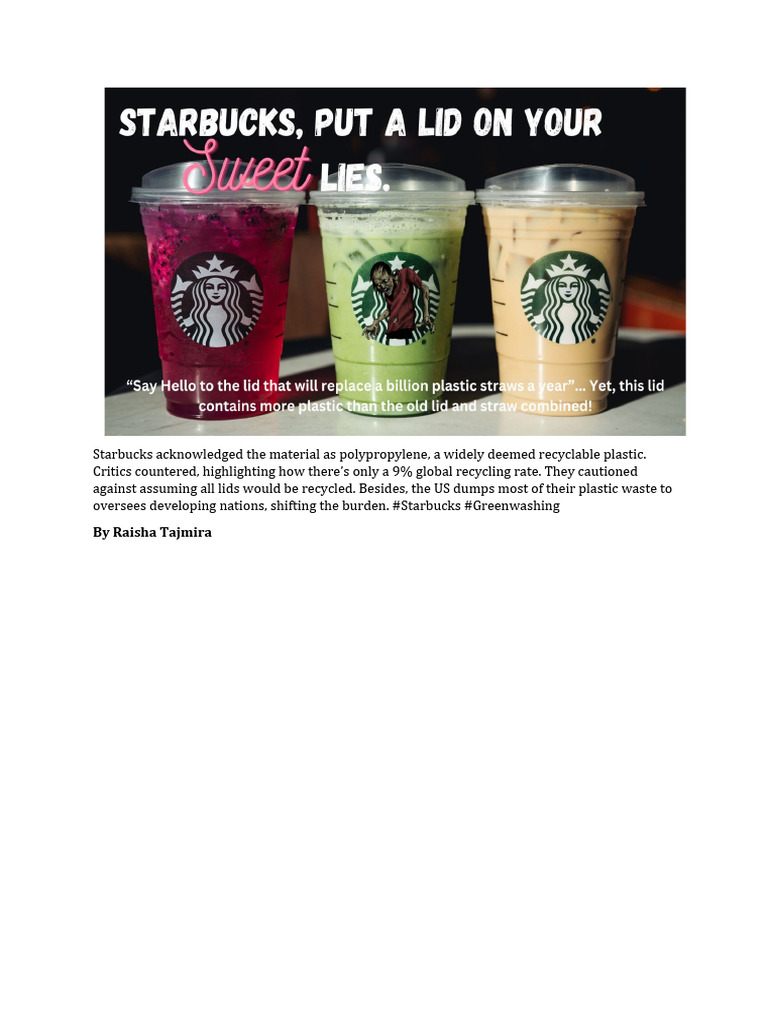Starbucks' Recycling Claims Under Scrutiny | PDF