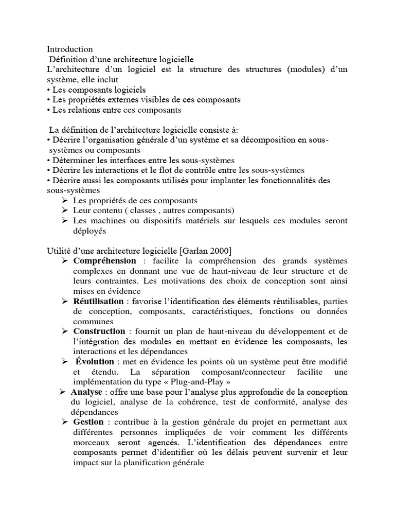 Cours Architecture Logiciel Pour Etudiants | PDF | Architecture orientée services | Modèle-vue ...