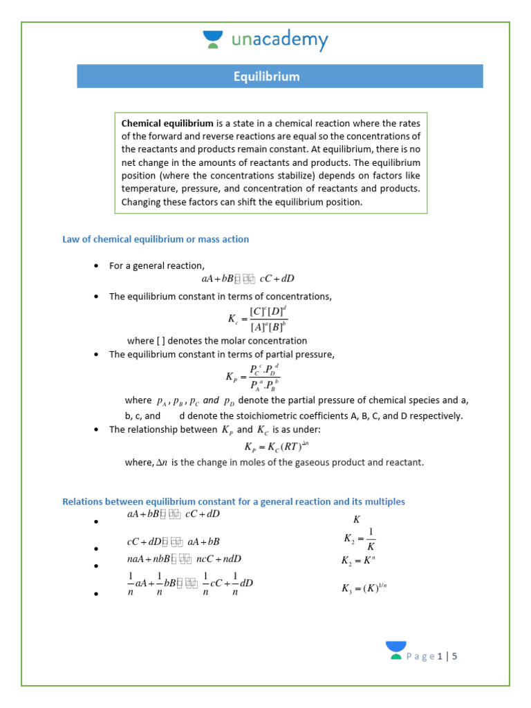 Formula-Sheet-Equilibrium | PDF | Acid | Hydroxide