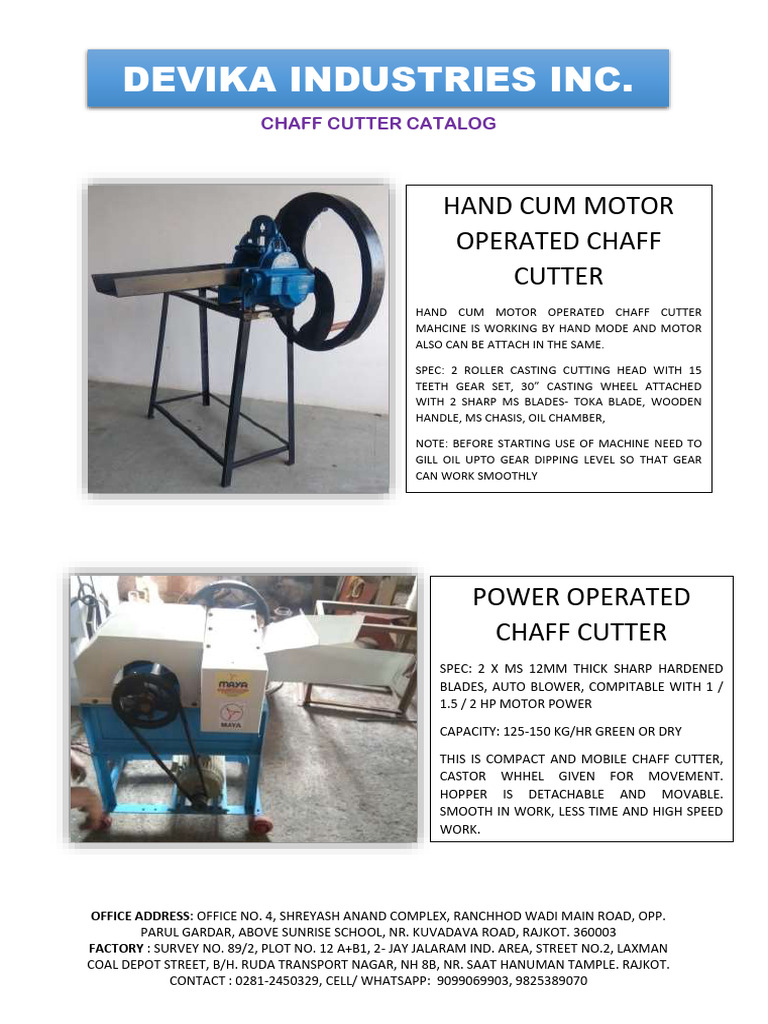 Chaff Cutter Catalog and Specifications | PDF | Gear | Manufactured Goods