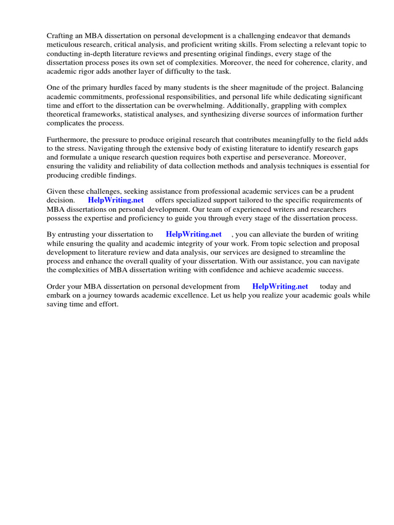 Mba Dissertation Personal Development | PDF | Sustainability | Thesis