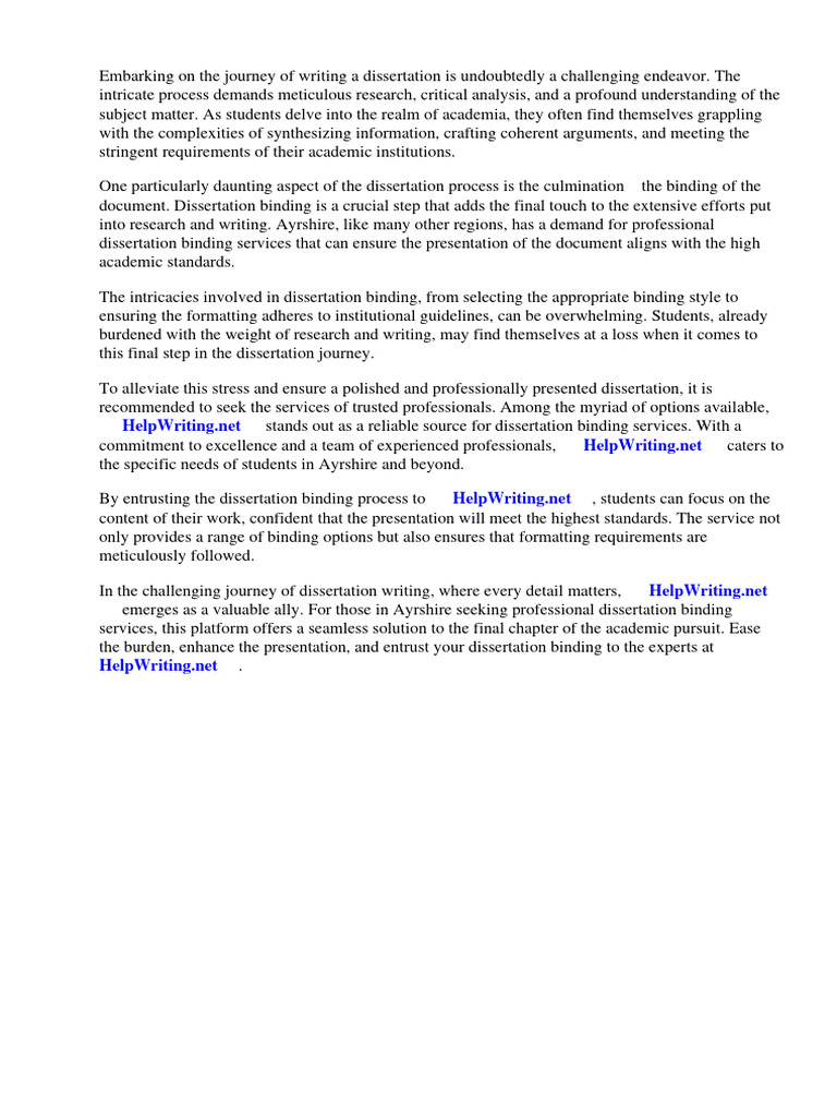 Dissertation Binding Ayrshire | PDF | Thesis | Bookbinding