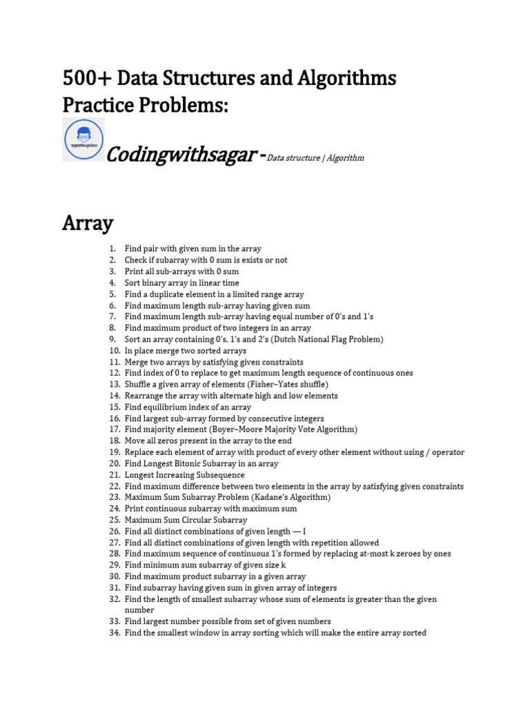 500 Data Structure And Algorithm Interview Questions Pdf String Computer Science Matrix 