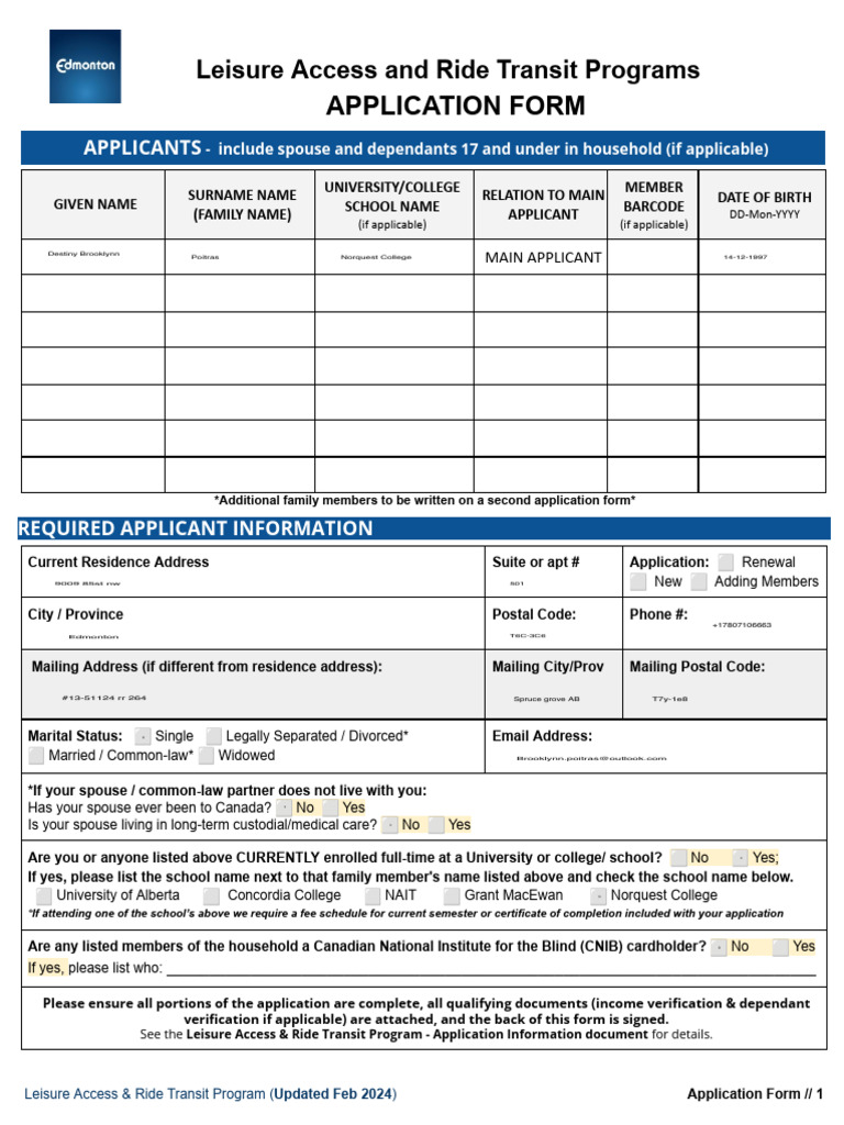 Leisure Access Applicationform | PDF