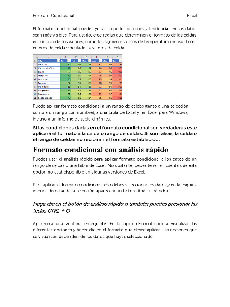 Formato Condicional Excel | PDF | Microsoft Excel | Ventana (informática)