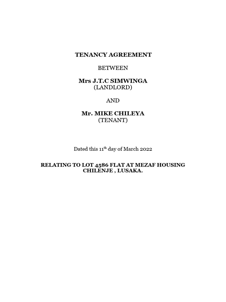 tenants agreement | PDF | Leasehold Estate | Landlord