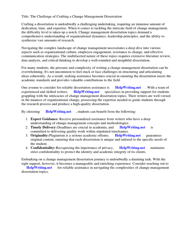 Change Management Dissertation Topics | PDF | Change Management | Banks