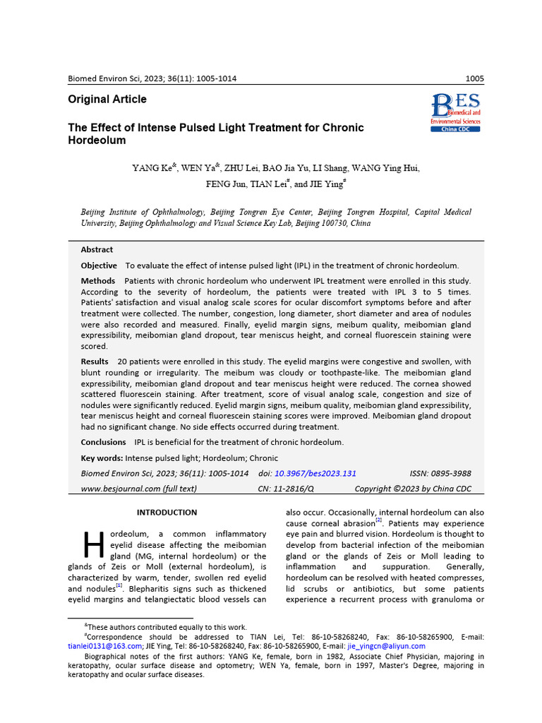 Original Article The Effect of Intense Pulsed Light Treatment For ...