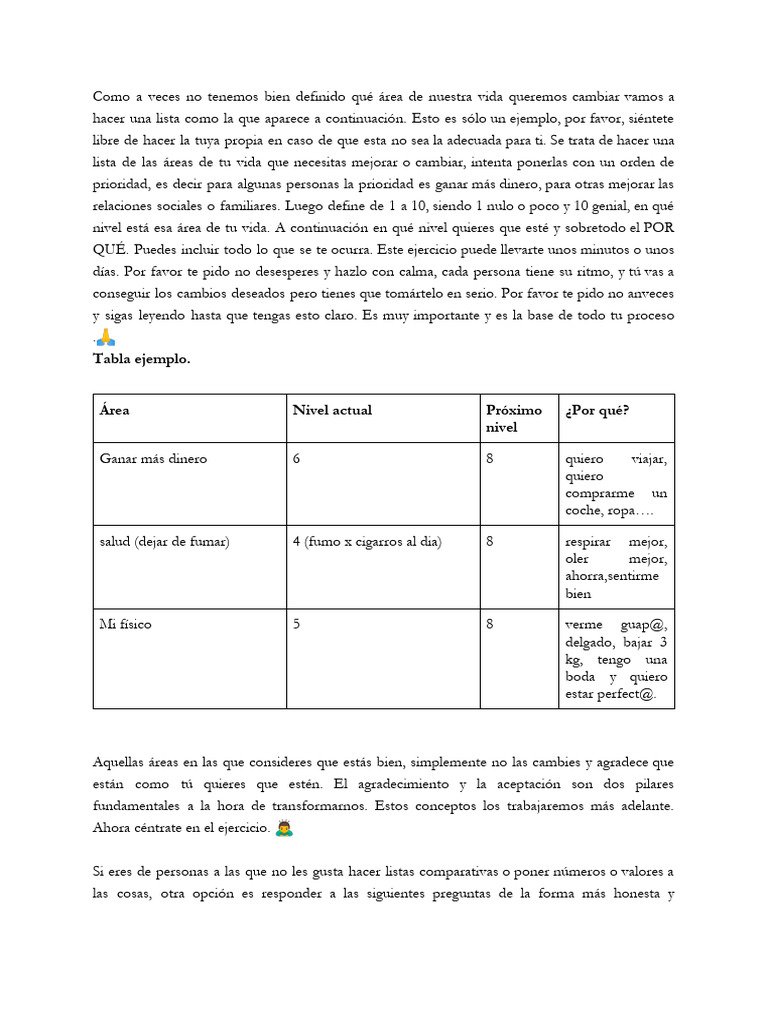 Ejercicio 1 | PDF | Autosuperación | Estilo de vida