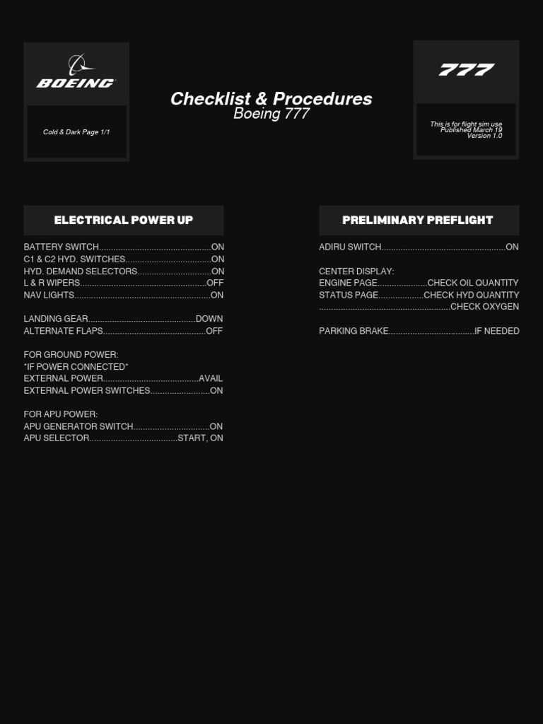 Checklist and Procedure B777 | PDF | Transponder (Aeronautics) | Air ...