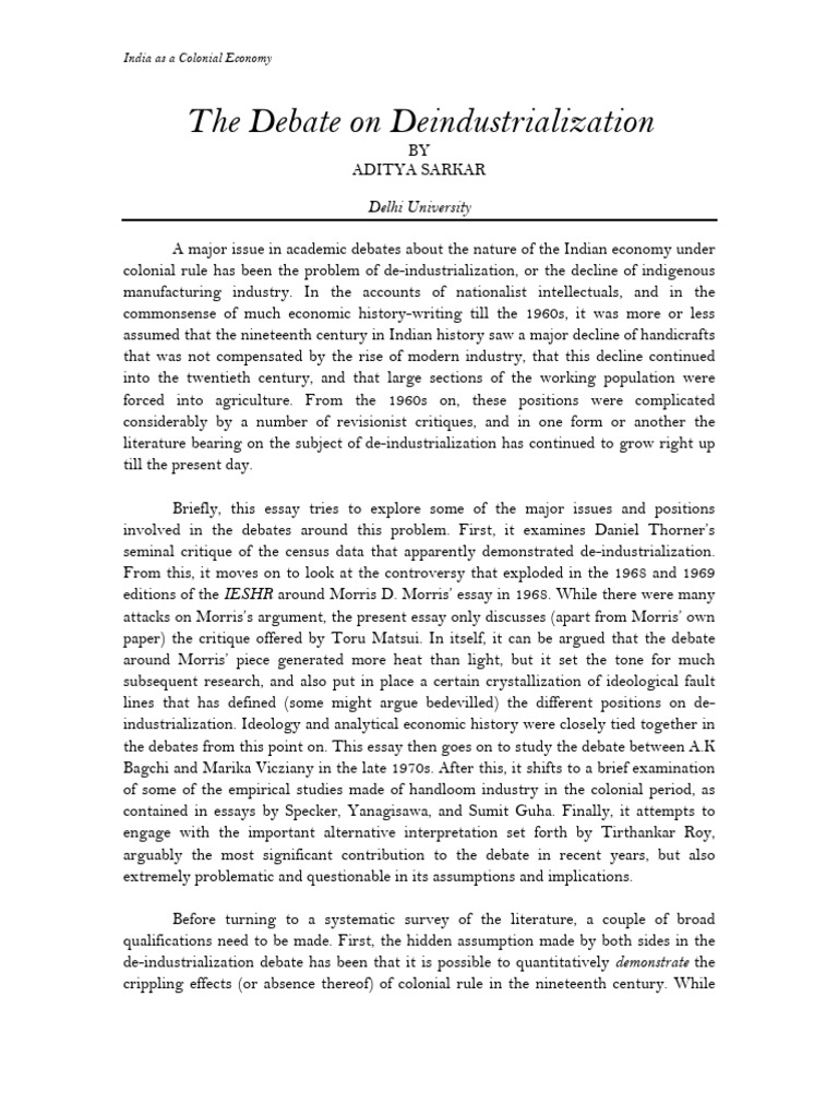 The Debate On Deindustrialization | PDF | Weaving | Textiles