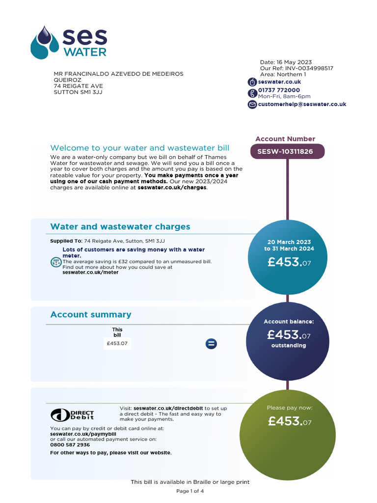 Water | PDF | Credit Card | Cheque