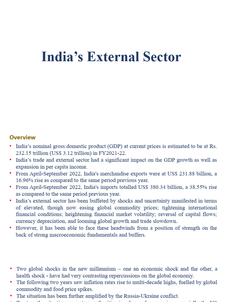 India’s External Sector Overview 2022 | PDF | Monetary Policy | Inflation