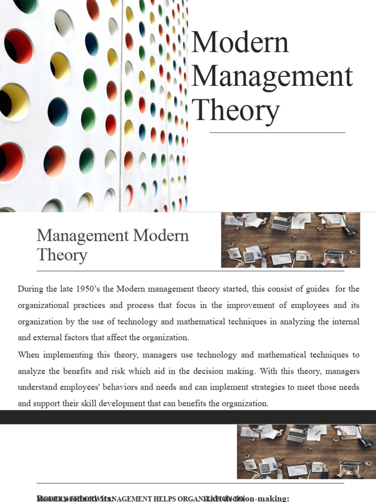 Overview of Modern Management Theory | PDF | System | Leadership
