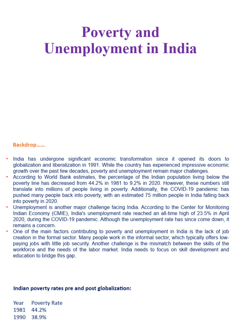 Poverty and Unemployment in India - 23 | PDF | Unemployment | Poverty