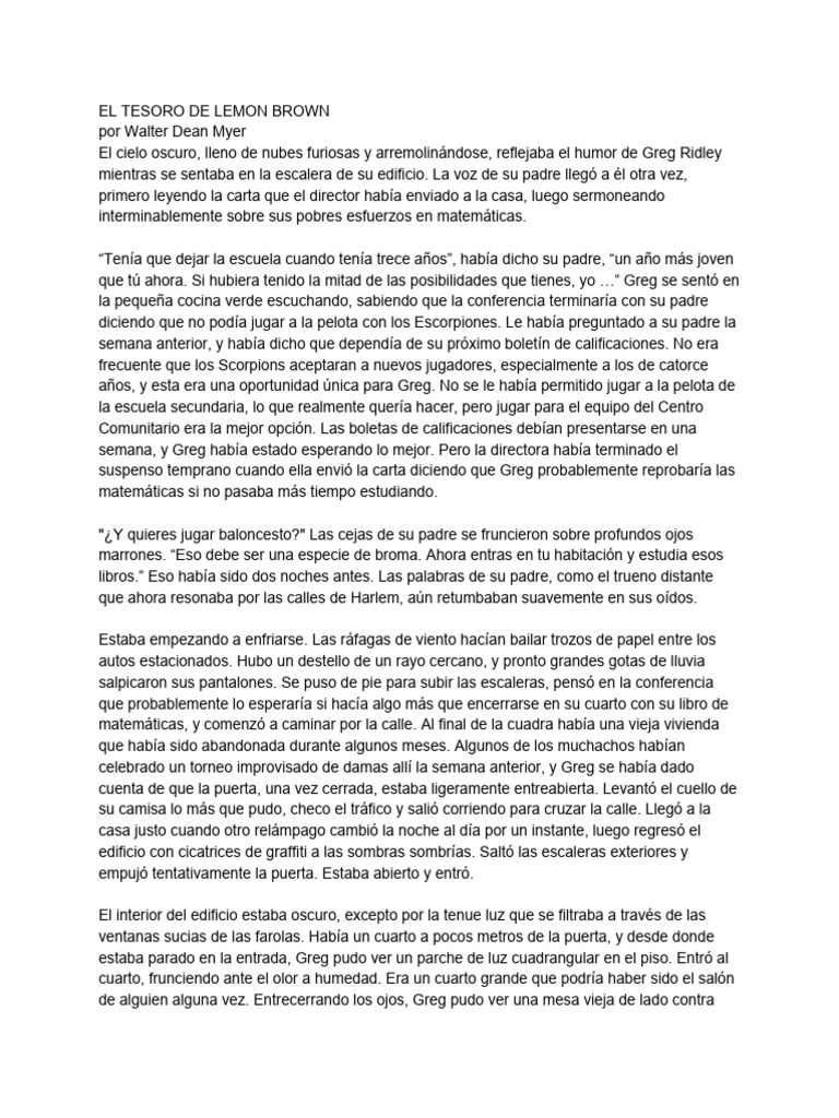 El Tesoro de Lemon Brown SPANISH | PDF | Novela negra, policíaca y suspenso