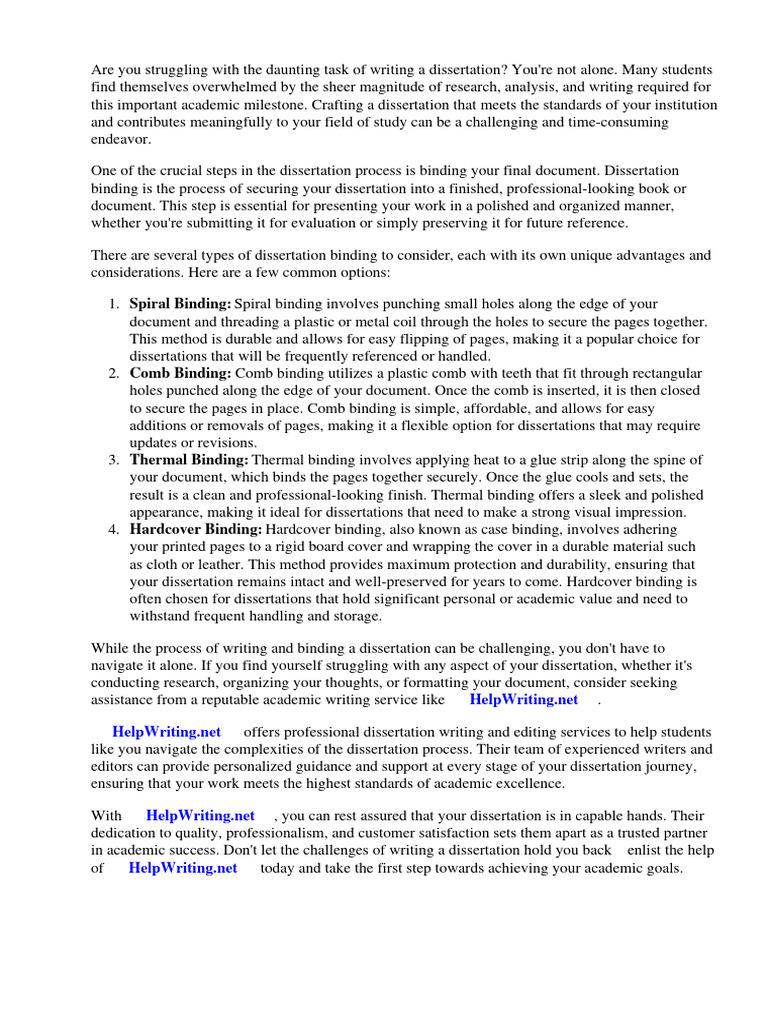 Dissertation Binding Types | PDF | Bookbinding | Thesis