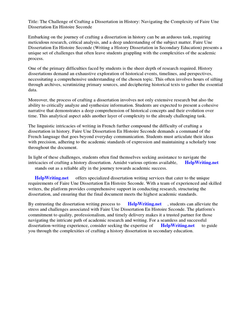 Faire Une Dissertation en Histoire Seconde | PDF | Thesis