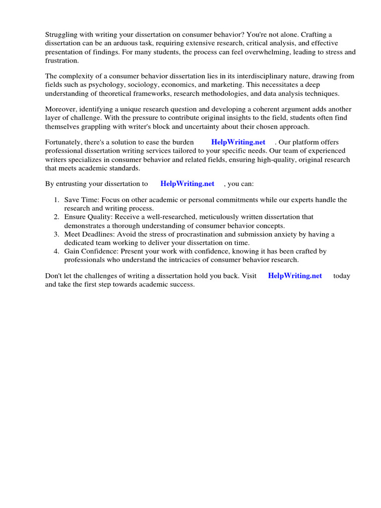 Consumer Behavior Dissertation PDF | PDF | Consumer Behaviour | Behavior
