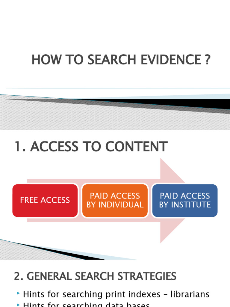 Evidence Searching | PDF | Systematic Review | Randomized Controlled Trial