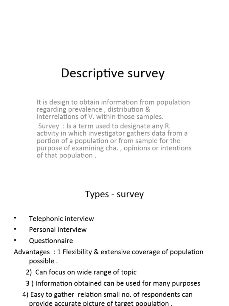 Descriptive Survey | PDF | Survey Methodology | Sampling (Statistics)