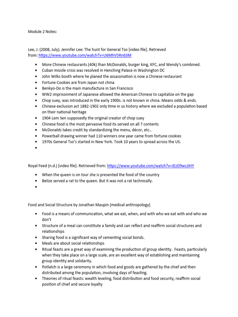 Food and Culture - Module 2 Notes | PDF | Italian Cuisine | World ...