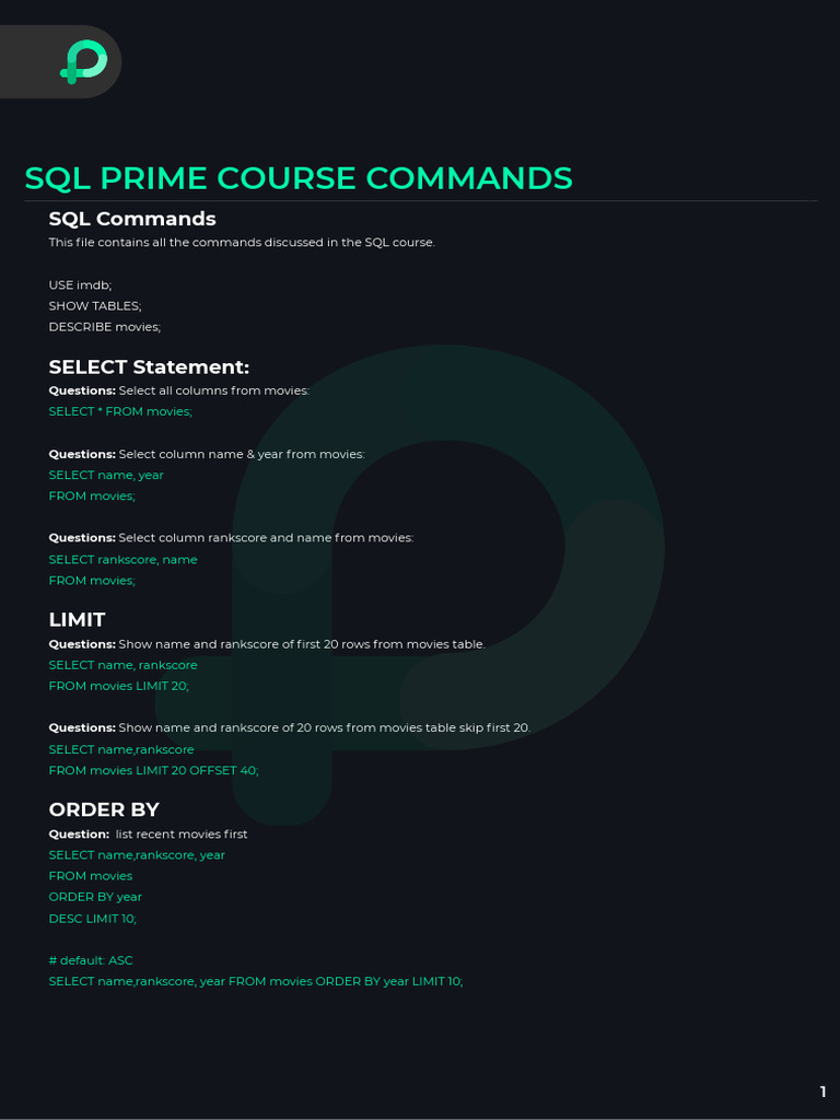 SQL Commands | PDF | Databases | Data Management Software