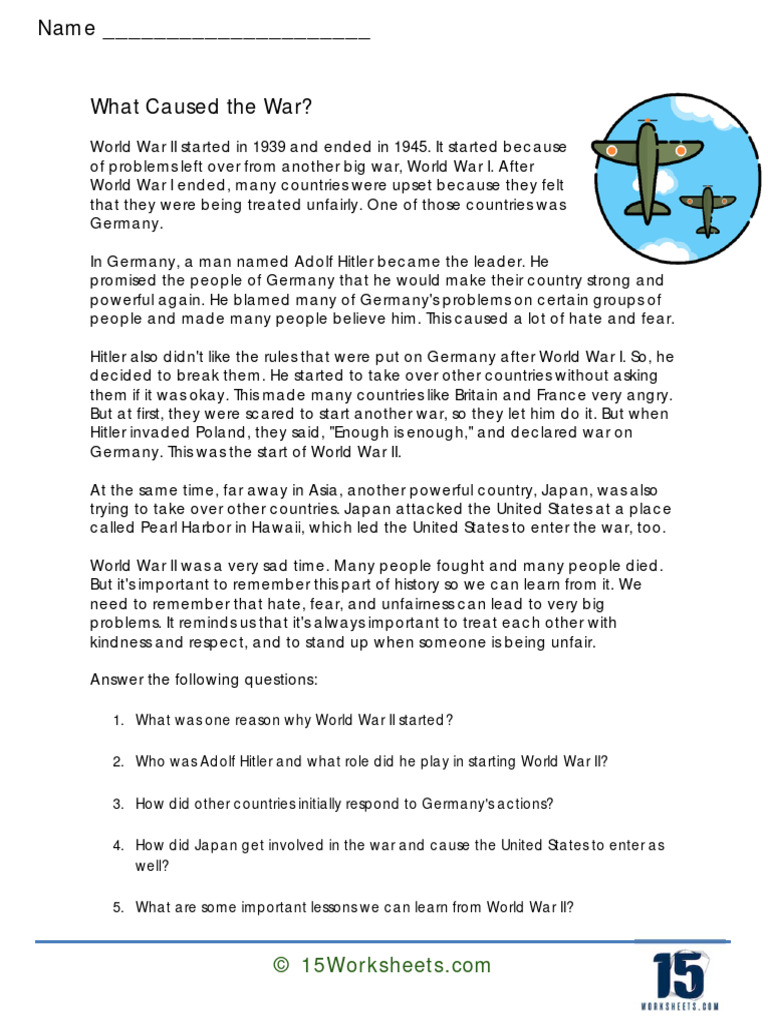 Causes of World War II Worksheet | PDF