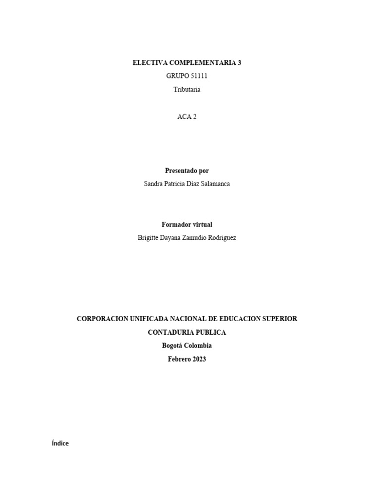 Aca 2 Complementaria Tributaria | PDF | Impuestos | Contabilidad