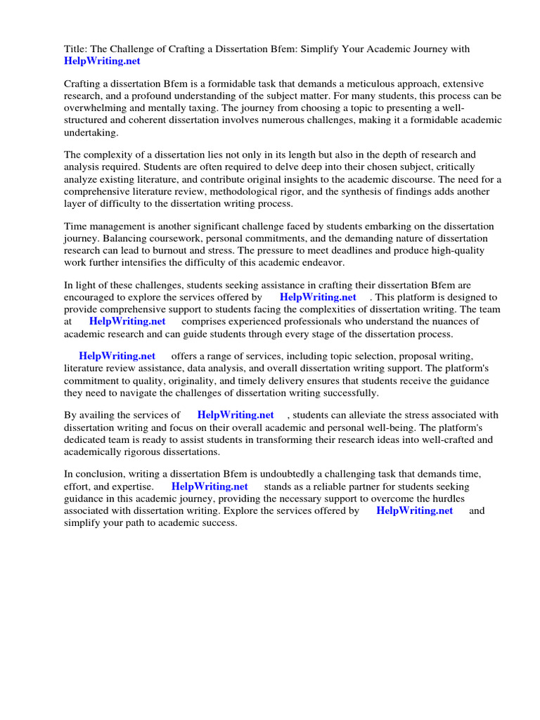 Dissertation Bfem | PDF | Thesis | Leadership