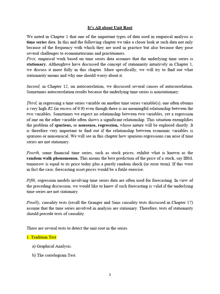 All About Unit Root New | PDF | Time Series | Statistical Analysis