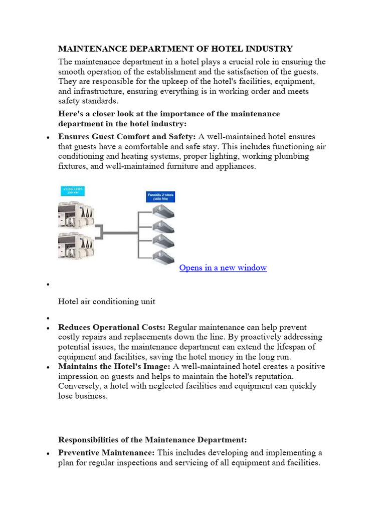 Hotel Maintenance Department Overview | PDF | Water Purification ...