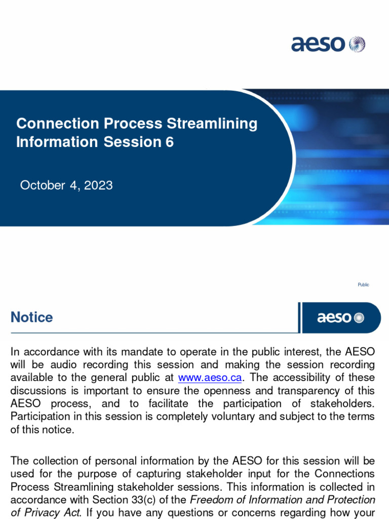 Connection Process Streamlining Info. Session 6 Presentation | PDF | Electric Power Transmission ...