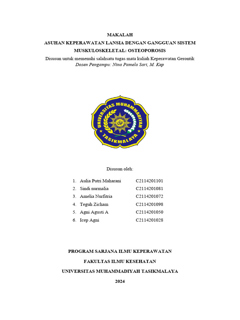 Askep Gerontik Kelompok 1 Osteoporosis | PDF | Pengembangan Diri | Kesehatan Holistik