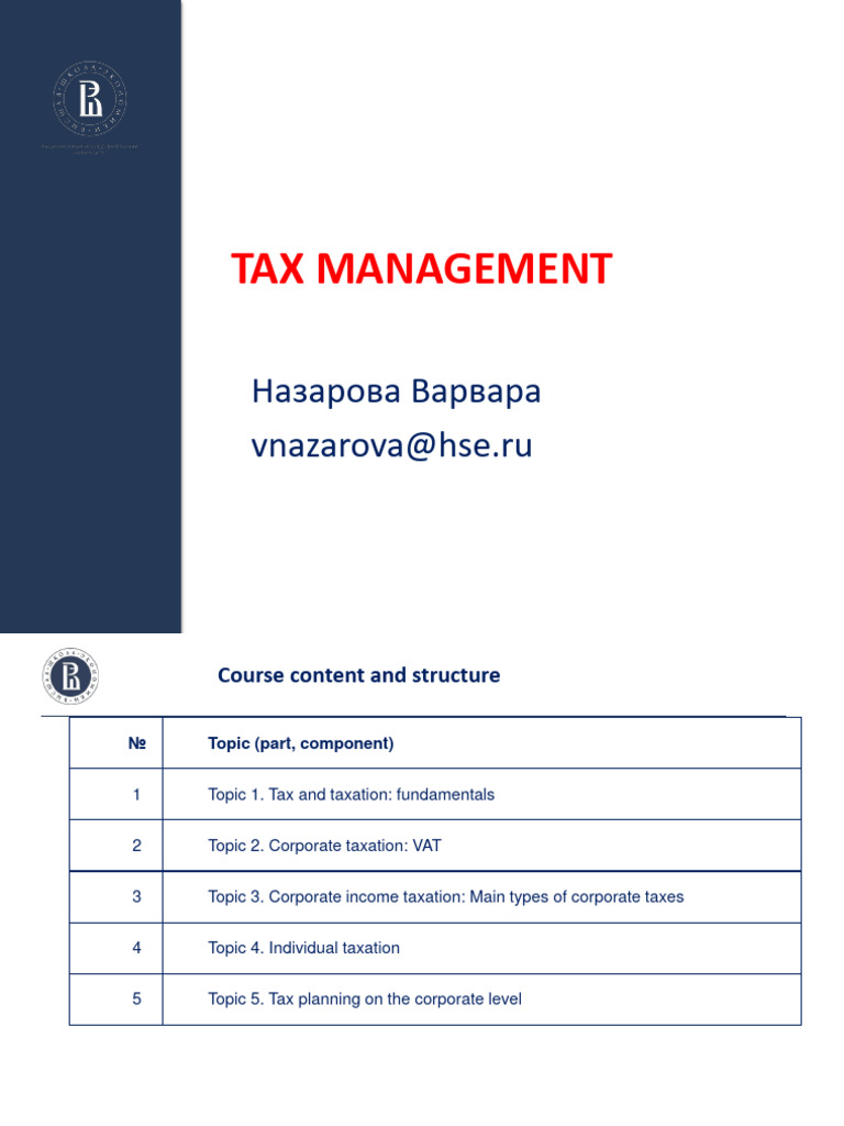 Tax Management Lectures | PDF | Taxes | Value Added Tax